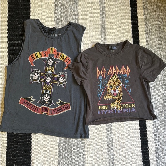 Def Leppard | Tops | Guns N Roses Def Leppard Rock Band Concert Crop T ...